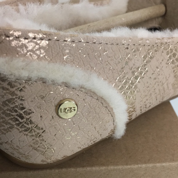 UGG | Shoes | Ugg Hailey Metallic Gold Snake Slippers Sheepskin | Poshmark